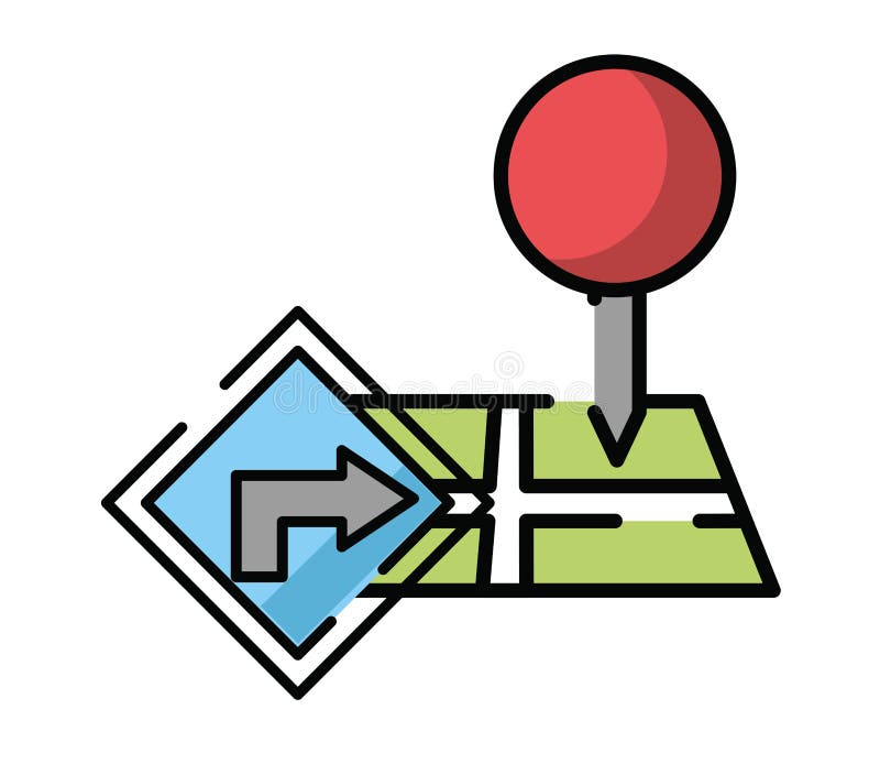 Paper Map Guide with Traffic Signal Icon Stock Vector - Illustration of ...