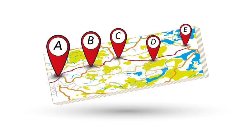 Paper map and marks stock vector. Illustration of river - 37117808