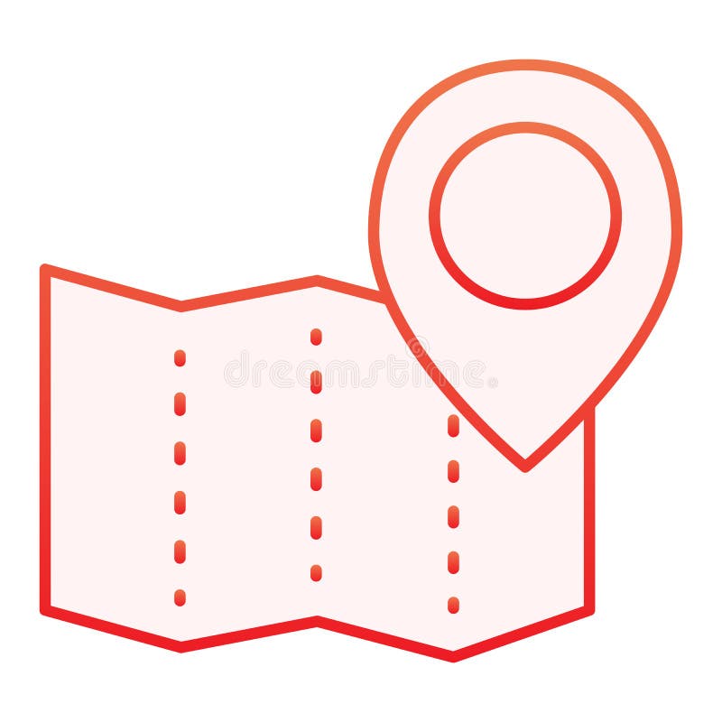 Paper Map with Pin Flat Icon. Location Red Icons in Trendy Flat Style ...