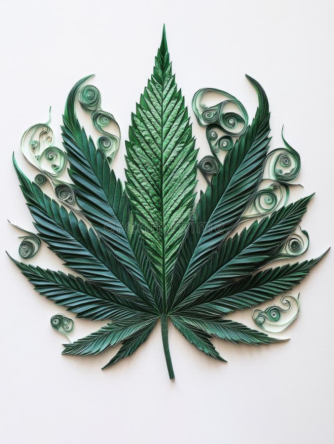 A Paper Marijuana Leaf and a White Background Stock Illustration ...