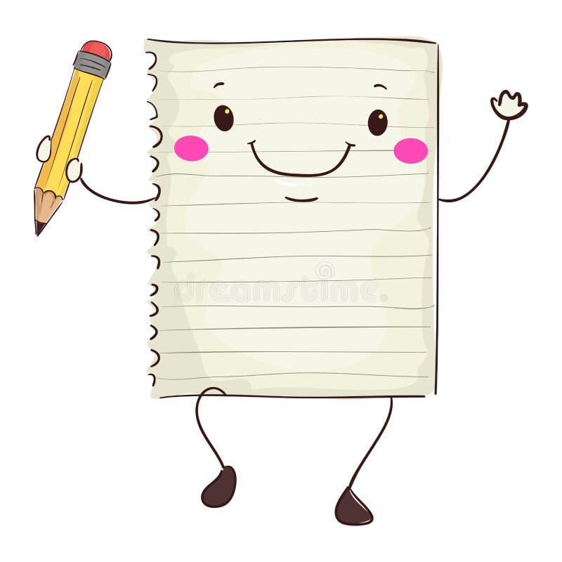 Paper Mascot Holding a Pencil Stock Vector - Illustration of invitation ...
