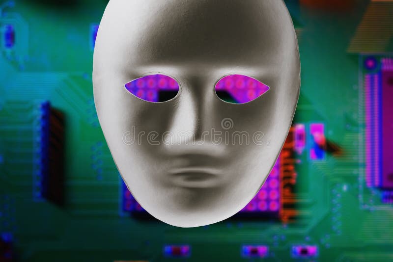 Paper Mask on the Background of a Computer Motherboard. Concept on the ...