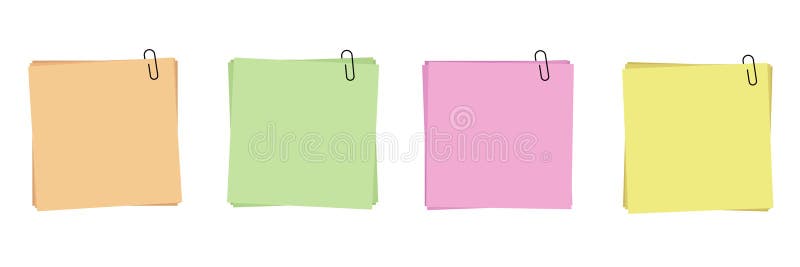 Paper Memo Notes Clip Pin Colorful Set Stock Vector - Illustration of ...