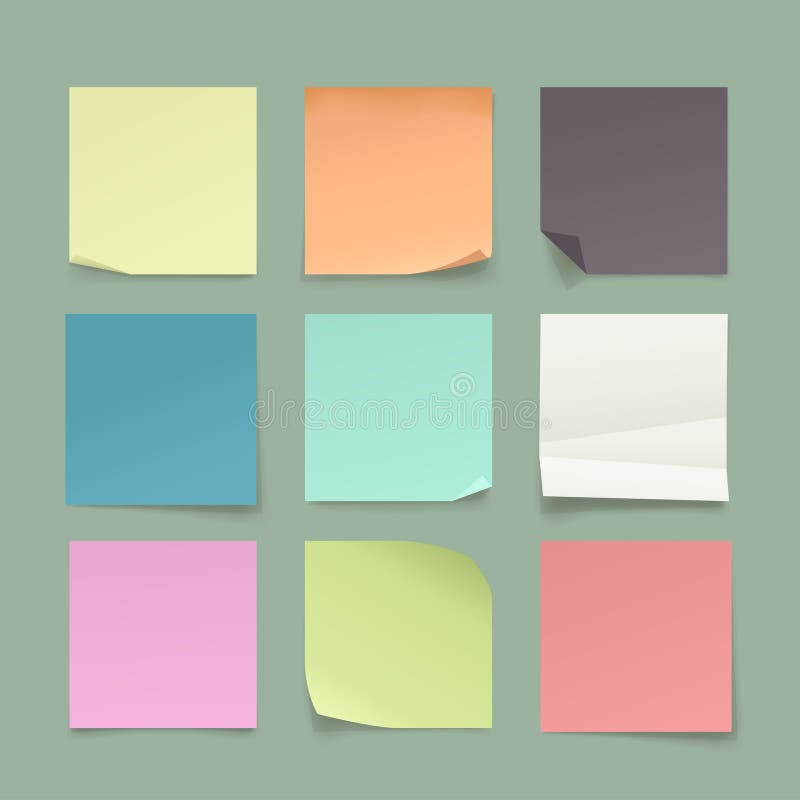 A Paper Memo Notes in Colorful Set Stock Vector - Illustration of ...