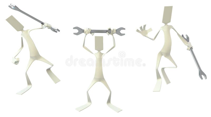 Paper Men Figures, Spanner stock illustration. Illustration of active ...