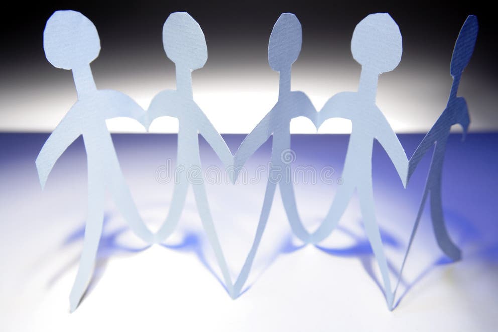 Paper men joined together stock image. Image of joining - 2455533