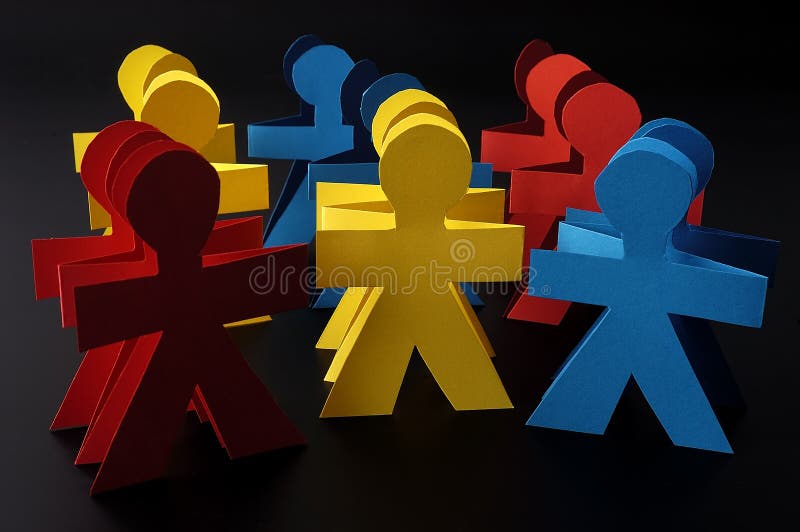 Paper Men Standing Together Stock Photo - Image of blue, people: 6932474