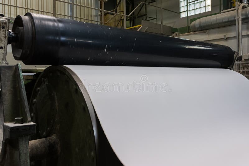 Paper Mesh Production Rollers White Flowing Web White Stack Running ...
