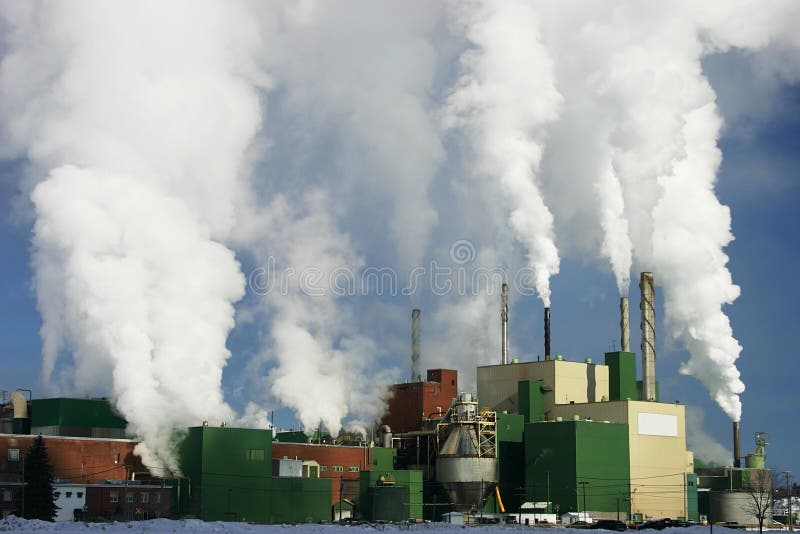 Paper Mill with Stacks of Trees To Be Processed Stock Image - Image of ...