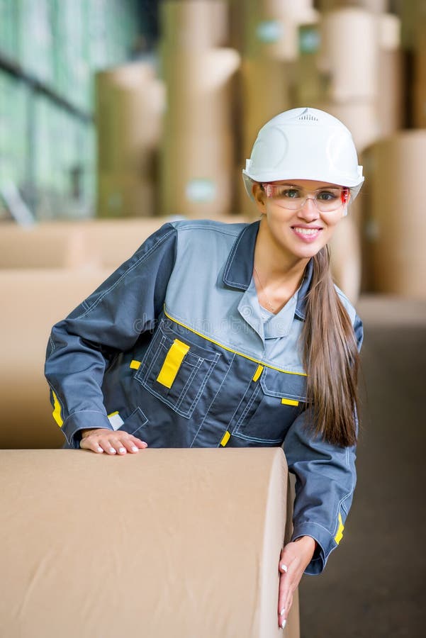 Paper mill factory worker stock image. Image of positive - 92877199