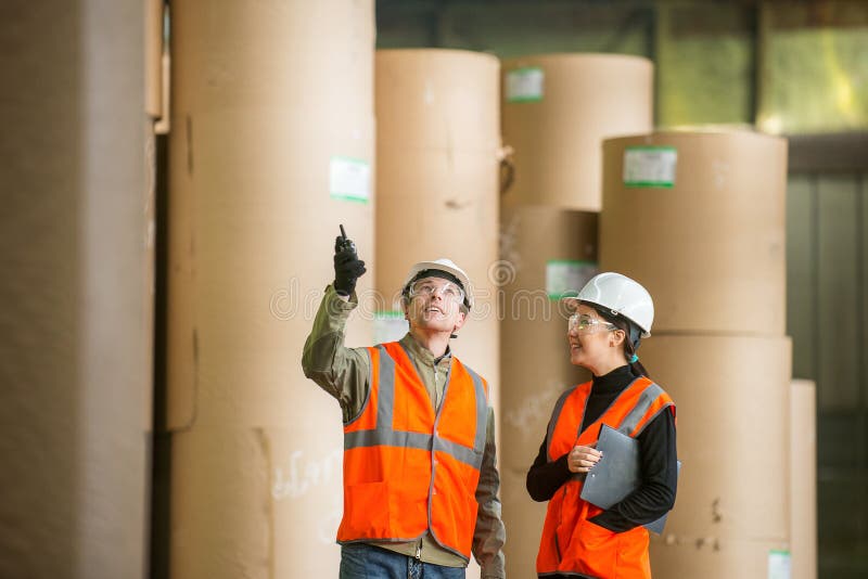 Paper mill factory workers stock image. Image of large - 79891153
