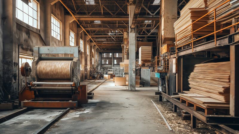 Paper Mill with Machines Processing Woo and Cardboard Stock Image ...