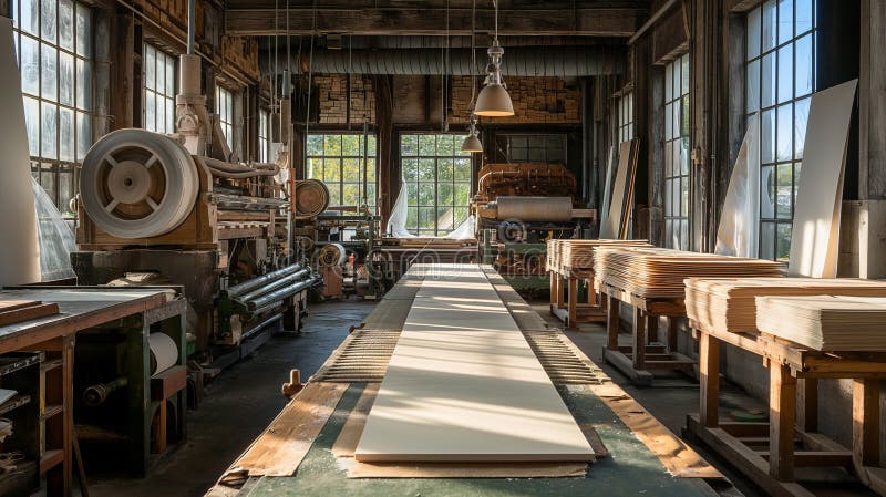 Paper Mill with Machines Processing Woo and Cardboard Stock Photo ...