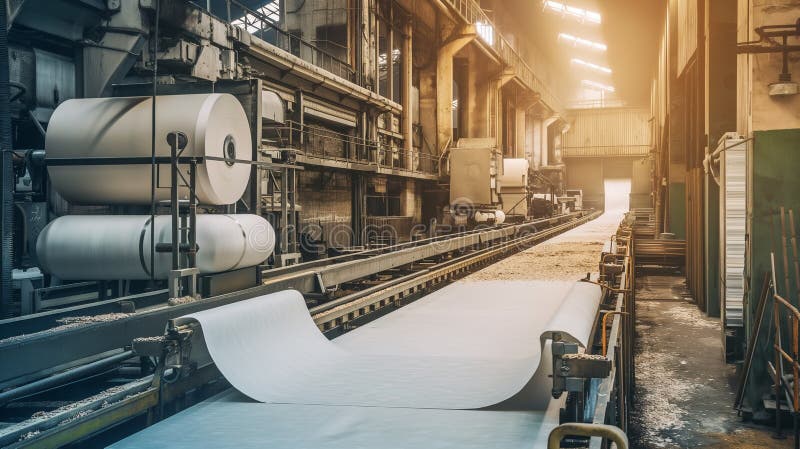 Paper Mill with Machines Processing Woo and Cardboard Stock Image ...