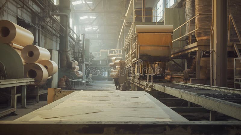Paper Mill with Machines Processing Woo and Cardboard Stock Image ...