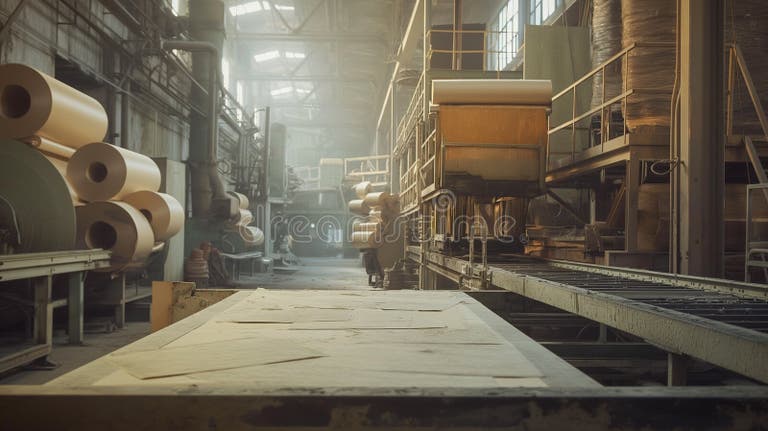 Paper Mill with Machines Processing Woo and Cardboard Stock Image ...