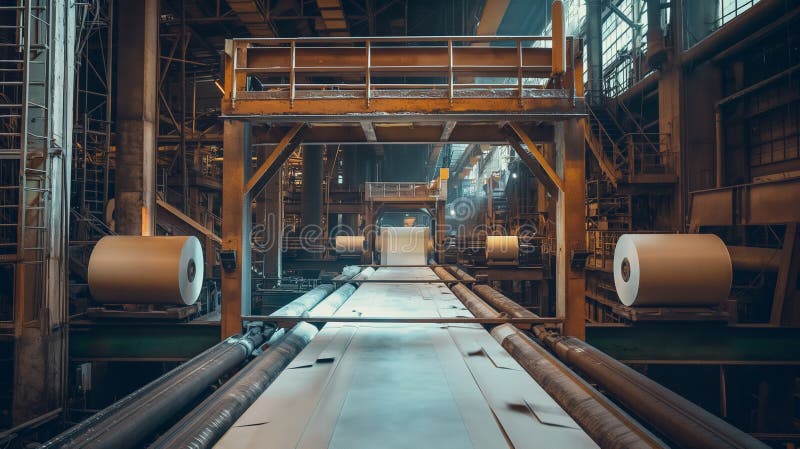 Paper Mill with Machines Processing Woo and Cardboard Stock Image ...