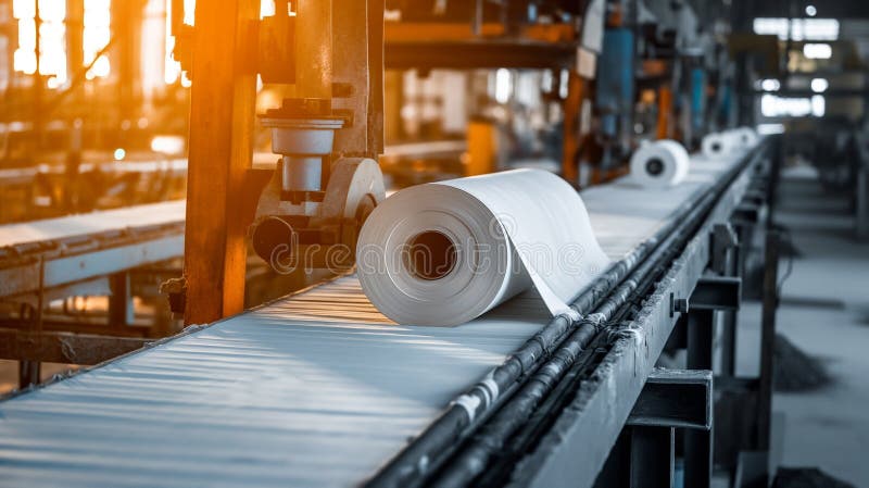 Paper Mill with Machines Processing Woo and Cardboard Stock Image ...