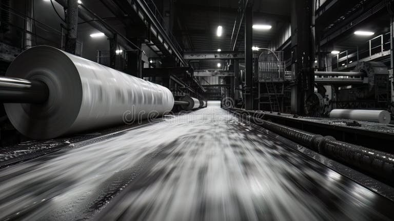 Paper Mill in Motion Turning Pulp into Endless Rolls Stock Illustration ...