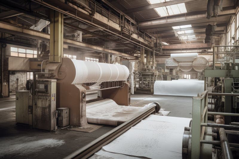 Paper Mill, with Raw Materials Being Transformed into Finished Products ...