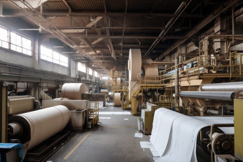 Paper Mill, with Towering Machines and Conveyor Belts Churning Out ...