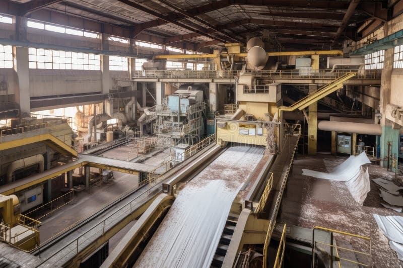 Paper Mill, with Towering Machines and Conveyor Belts Churning Out ...