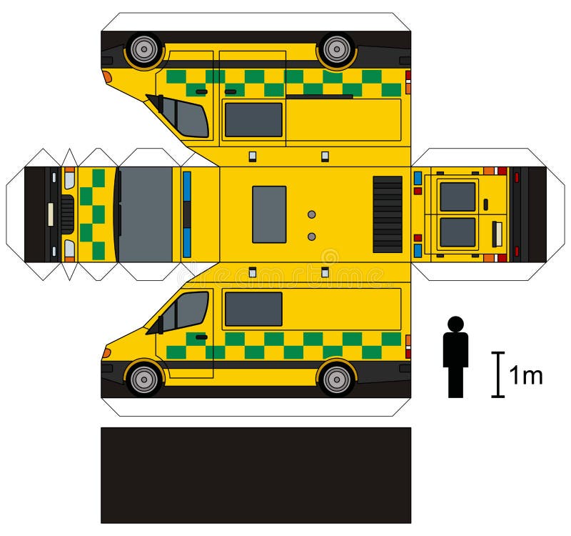 Cut and Glue Ambulance Car. Vector Illustration of School Bus Stock ...