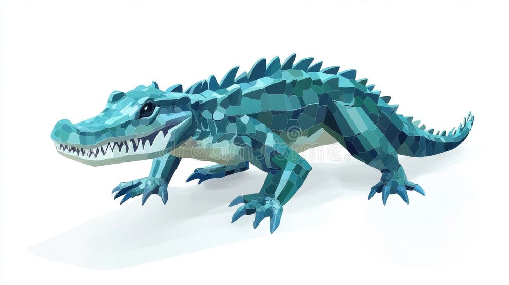 A Paper Model of a Blue Alligator Stock Illustration - Illustration of ...