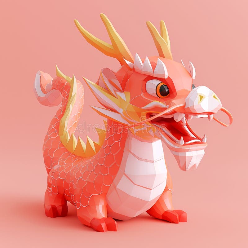 Paper Model of a Dragon with a Long Tail Stock Illustration ...