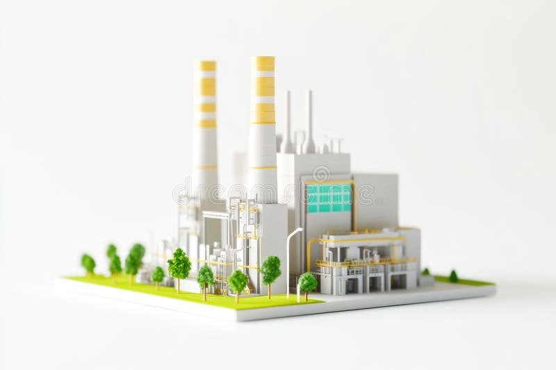 A Paper Model of a Factory Surrounded by Trees and Bushes Stock Photo ...