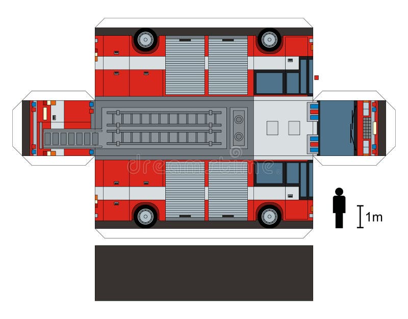 Paper Model of a Fire Truck Stock Vector - Illustration of model ...