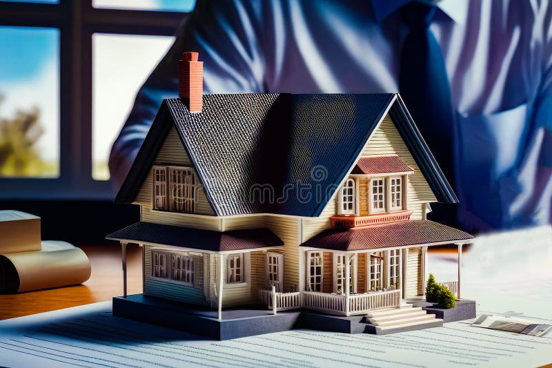 Paper Model of House on Desk. Generative AI Stock Illustration ...