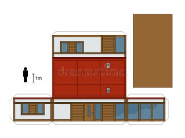 Paper Model of a Low Small House Stock Vector - Illustration of jogger ...