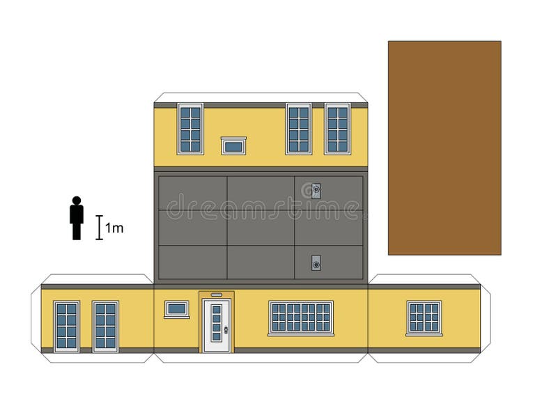 Paper Model of a Low Small House Stock Vector - Illustration of ...