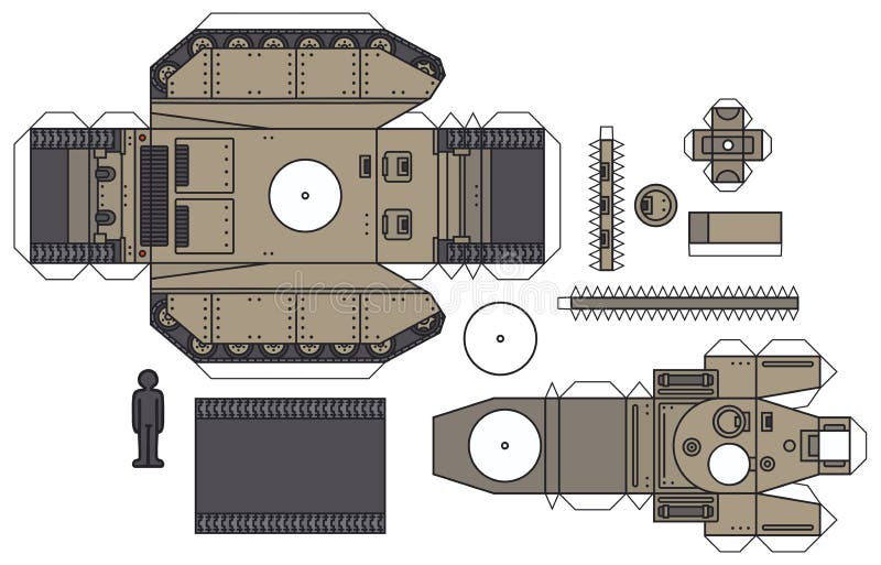 The Paper Model of an Old Sand Tank Stock Vector - Illustration of ...