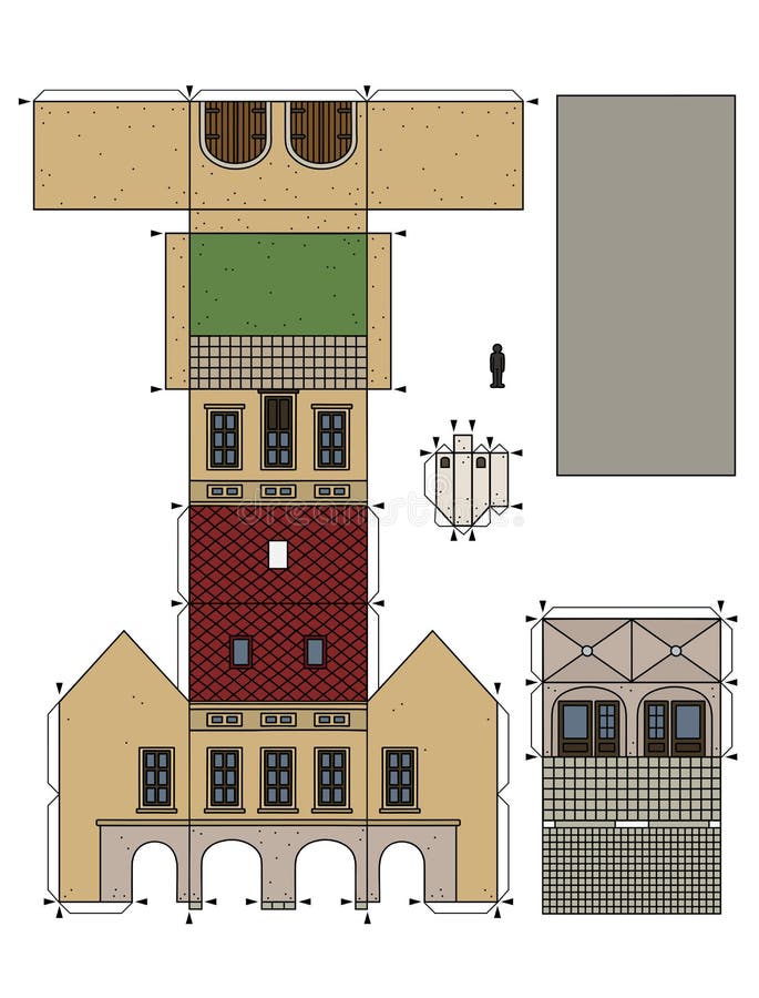 The Paper Model of an Old Town House Stock Vector - Illustration of ...