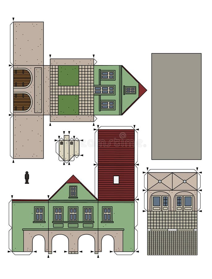 The Paper Model of an Old Town House Stock Vector - Illustration of ...