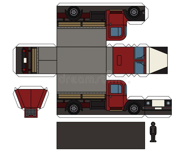 Paper Model of an Old Truck Stock Vector - Illustration of motor ...