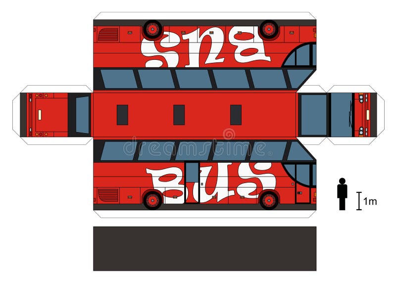 Paper model of a red bus stock vector. Illustration of paper - 66819225