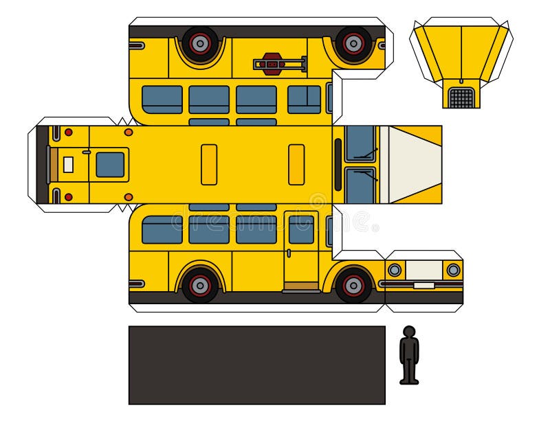 Paper Model of a Classic School Bus Stock Vector - Illustration of city ...