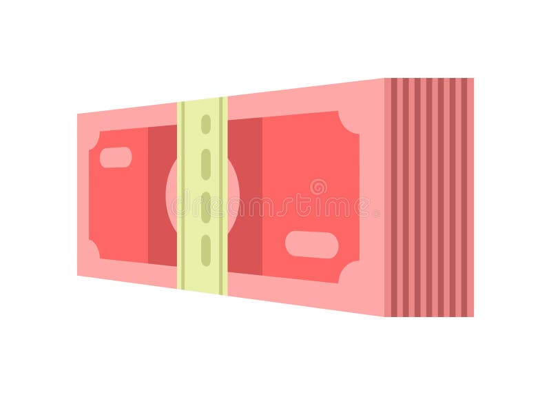 Paper Money Bundle in Perspective View. Simple Flat Illustration Stock ...