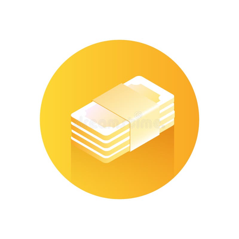 Paper Money Icon. Stack of Money on Orange Background. Modern Icon with ...