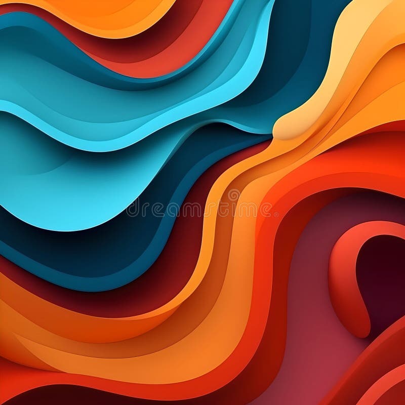Paper Multicolor Wavy Liquid Background Design. Generative AI. Stock ...