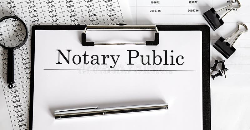 Paper with Notary Public on a Table with Chart Stock Photo - Image of ...