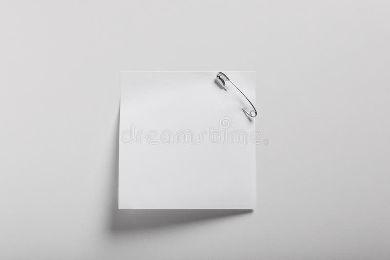 Paper Note Attached with Safety Pin on White Background Stock Photo ...