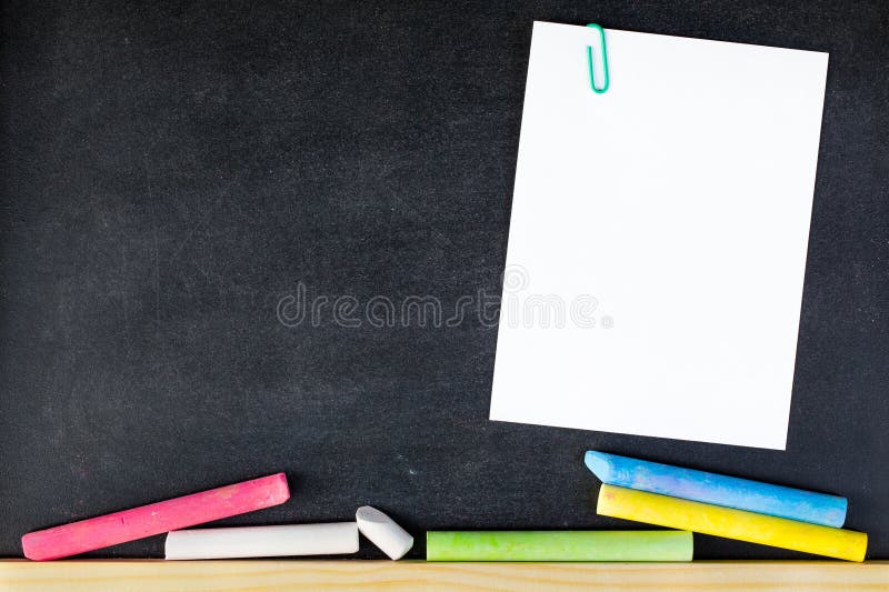 Paper Note on Black Board. Blank Notes Stock Image - Image of notebook ...