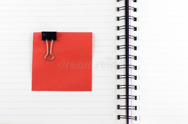 Paper Note with Clip on Notebook Stock Photo - Image of sheet, note ...