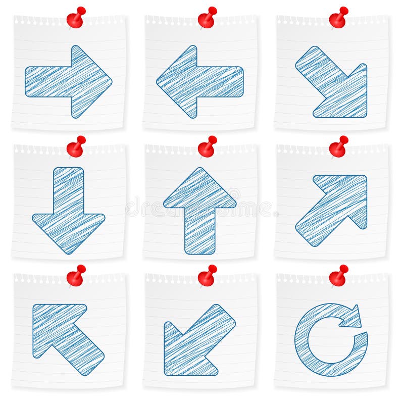 Paper Note And Drawing Arrow Stock Vector - Illustration of paper, blue ...