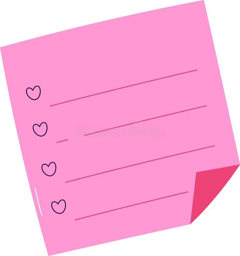 Paper Note with Hearts List Stock Vector - Illustration of notebook ...