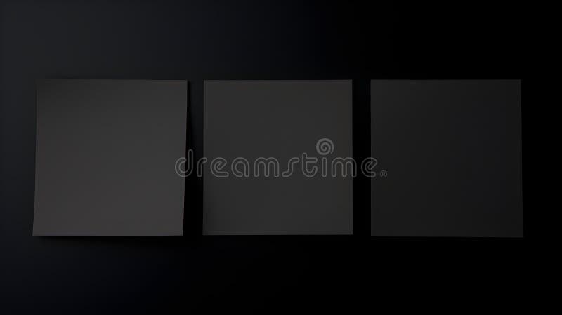 Set of Black Square Paper Notes on a Black Background. Brainstorming ...